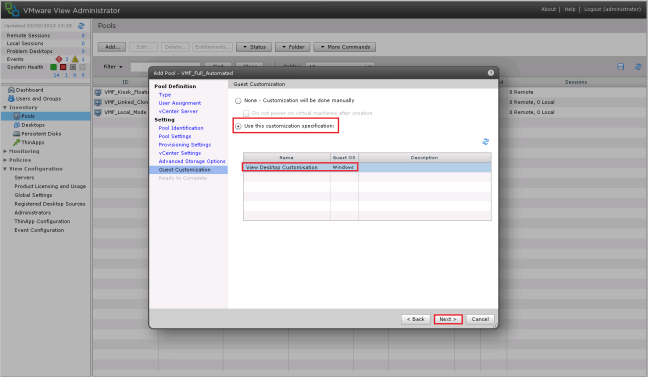 VMware View – Objective 3.2 Configure Automated Pools Using Full Clones ...